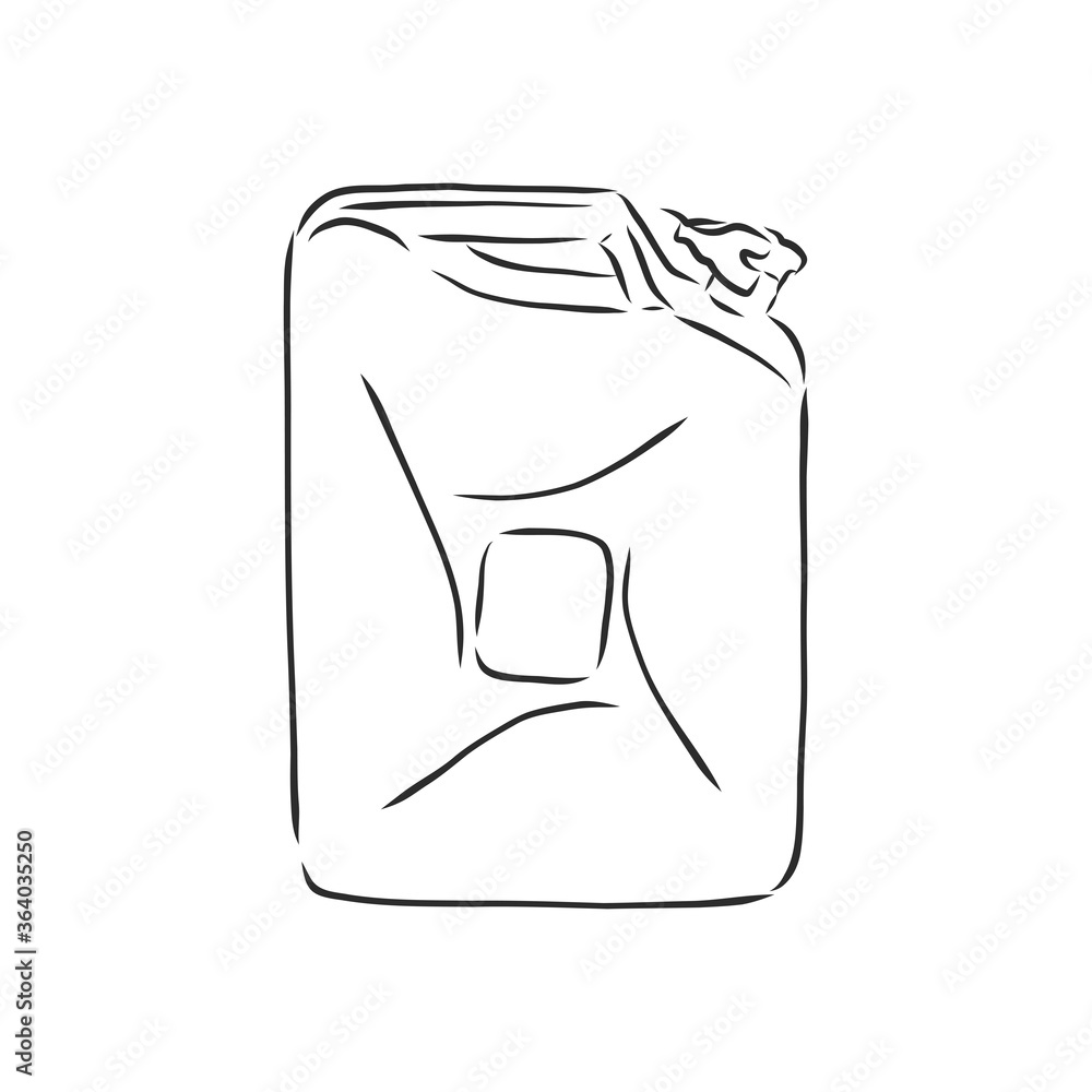 Vector Sketch Single Jerry Can, fuel canister, vector sketch ...