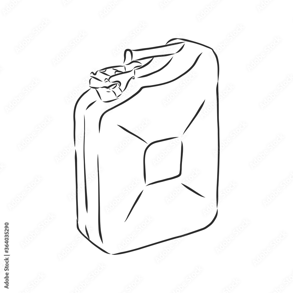 Vector Sketch Single Jerry Can, fuel canister, vector sketch ...