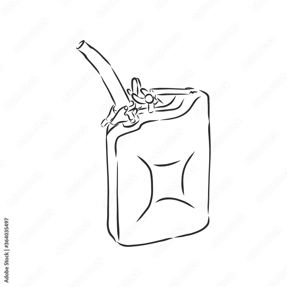 Vector Sketch Single Jerry Can, fuel canister, vector sketch ...