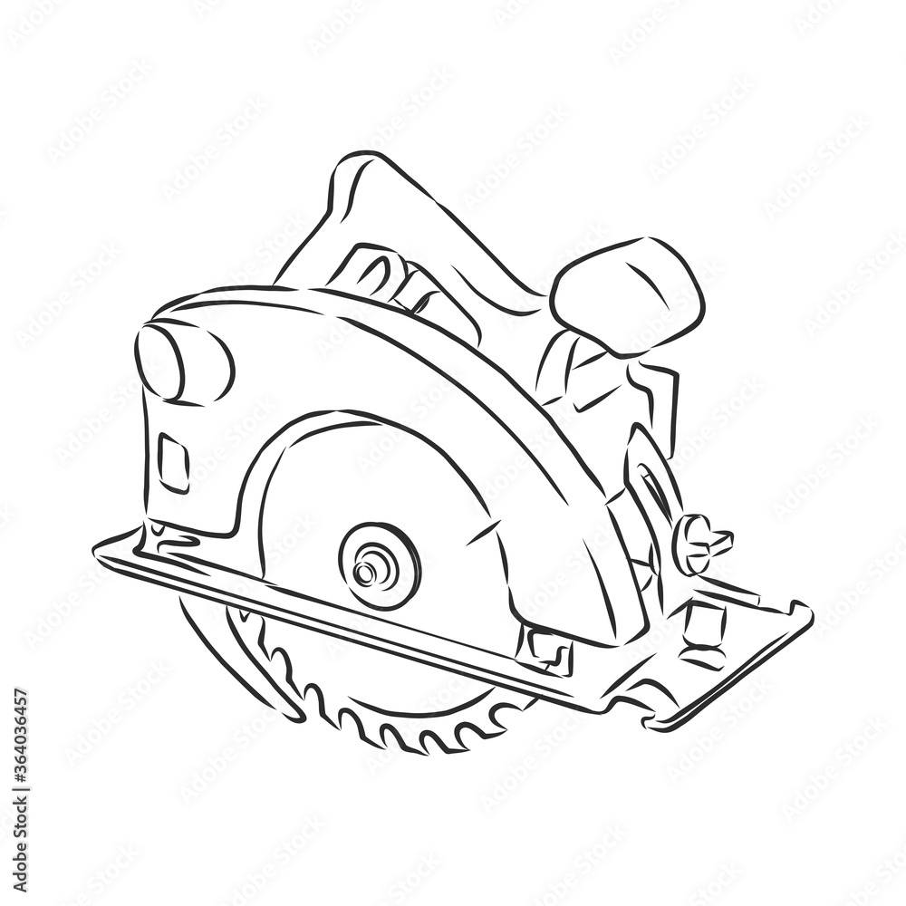 Hand drawn sketch illustration of electric circular saw vector ... Hand drawn sketch illustration of electric circular saw vector ...