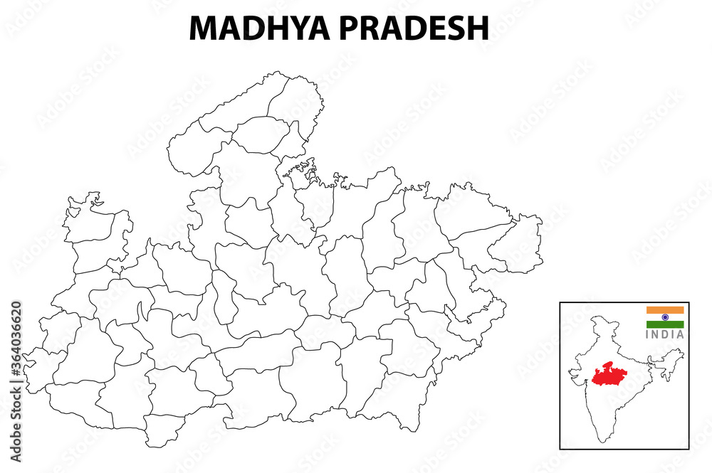 Madhya Pradesh Map. Political and administrative map of Madhya Pradesh ...