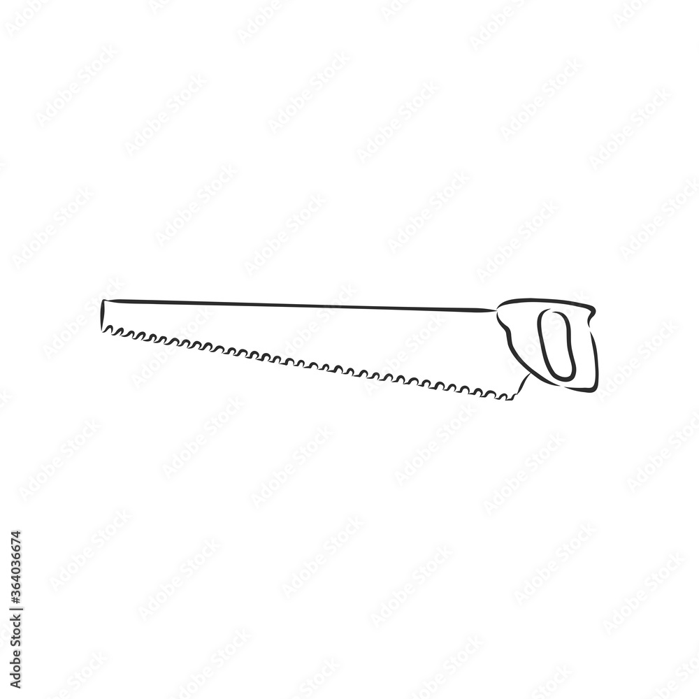 hand drawn saw. vector sawing tool. carpenter tool saw tool. sketch ...