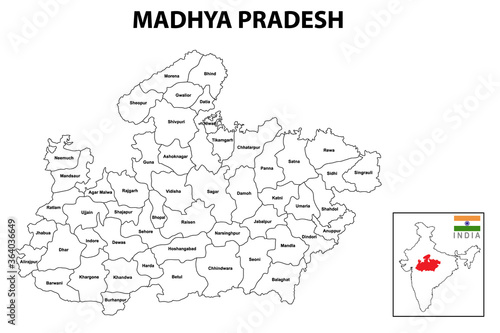 Madhya Pradesh Map. Political and administrative map of Madhya Pradesh ...