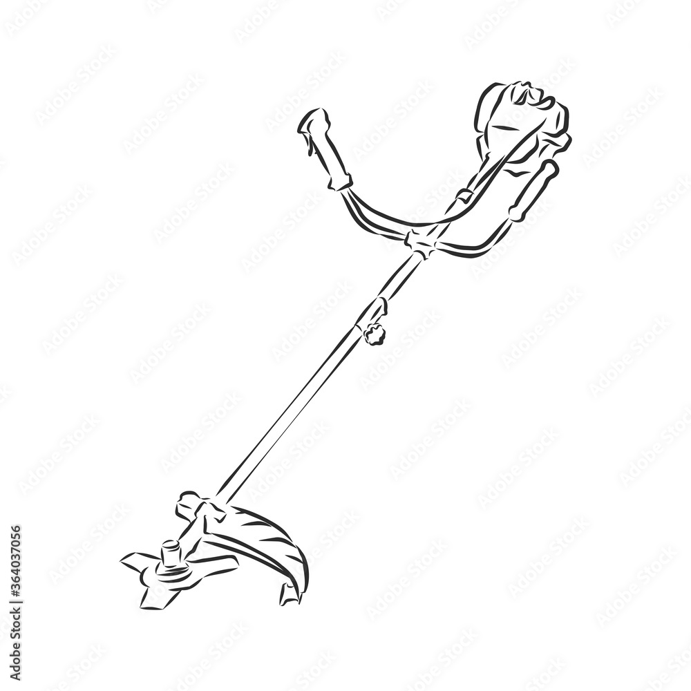 Outline lawn mower vector. Wire-frame style. The layers of visible and ...