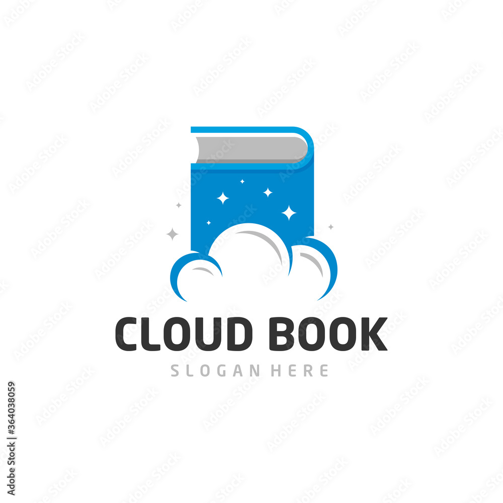 Cloud book logo design vector template for online education, library ...