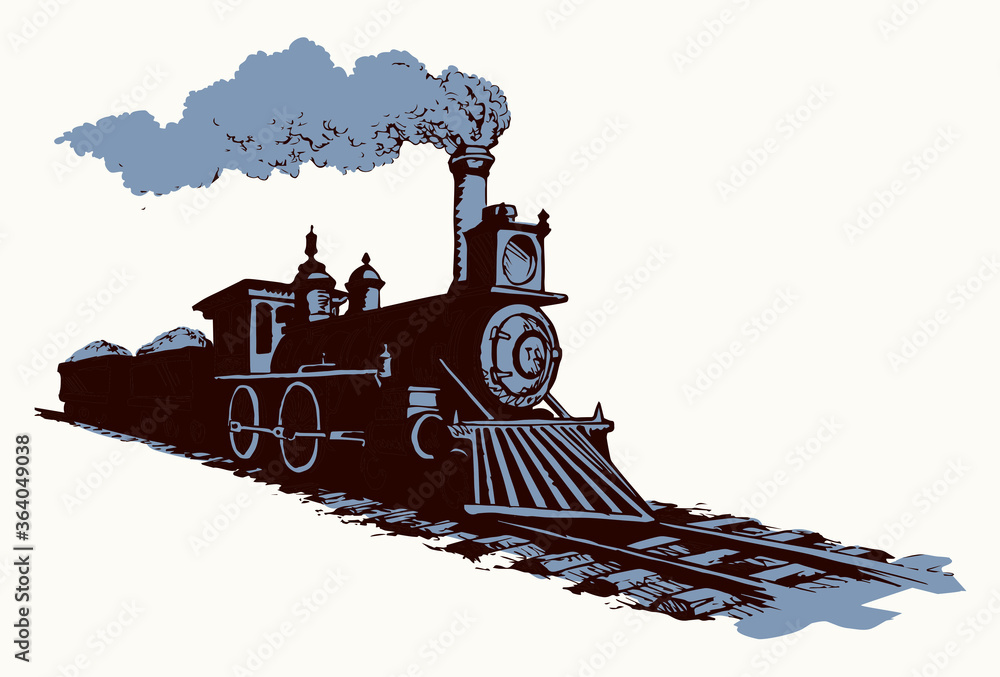 Vector illustration. Locomotive Stock Vector | Adobe Stock