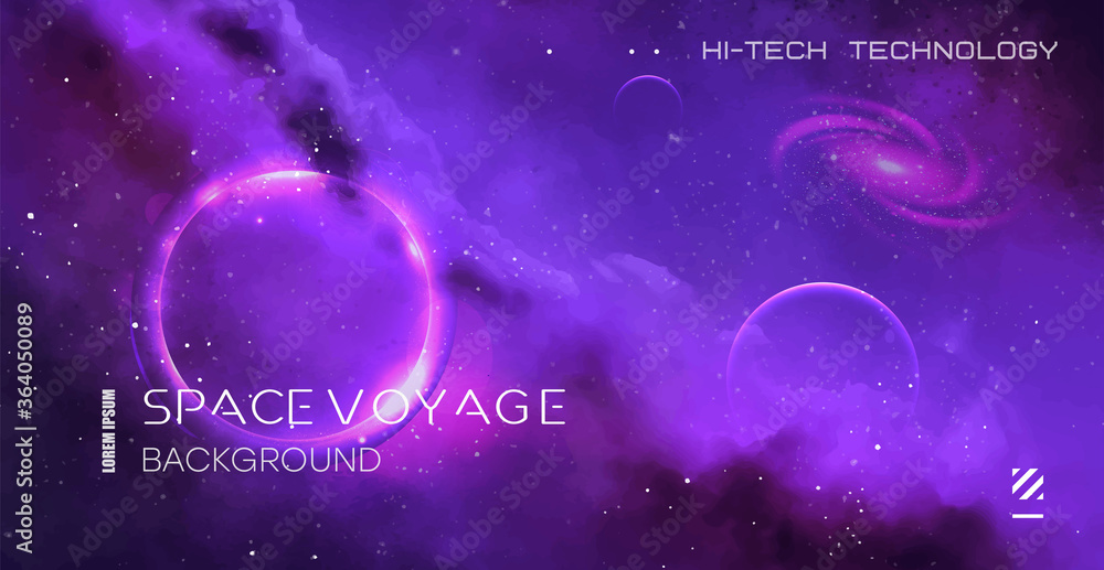 Vector illustration of space, planets and galaxy for poster, banner or ...