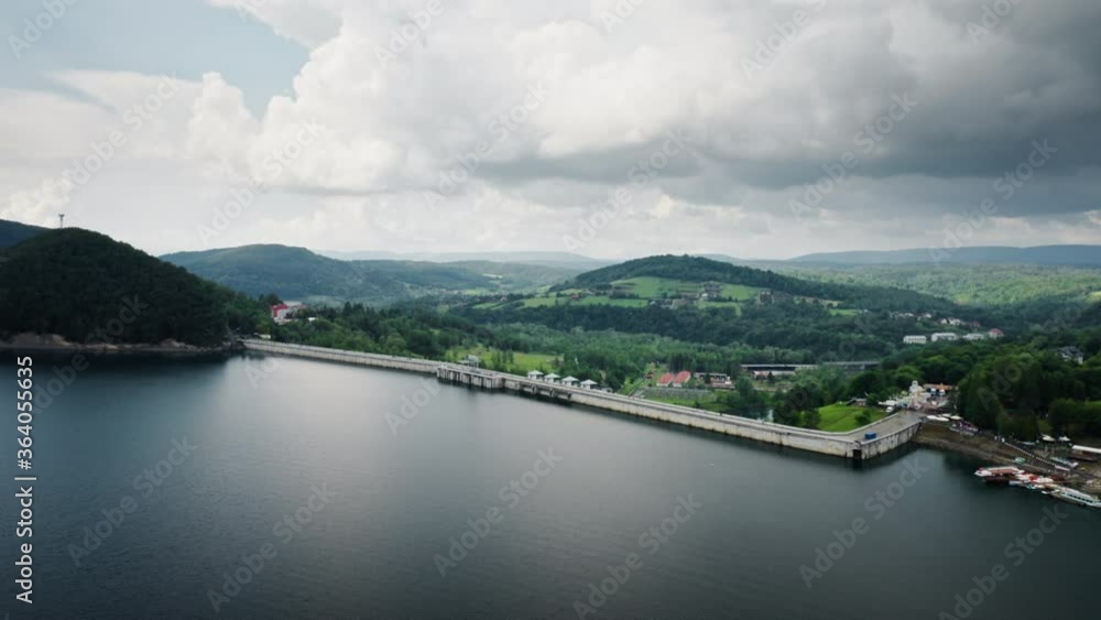 The Solina Dam aerial view, largest dam in Poland located on lake ...