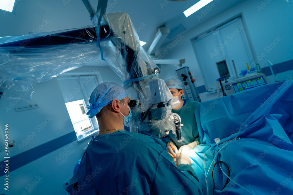 Surgical room in hospital with robotic technology equipment, machine ...
