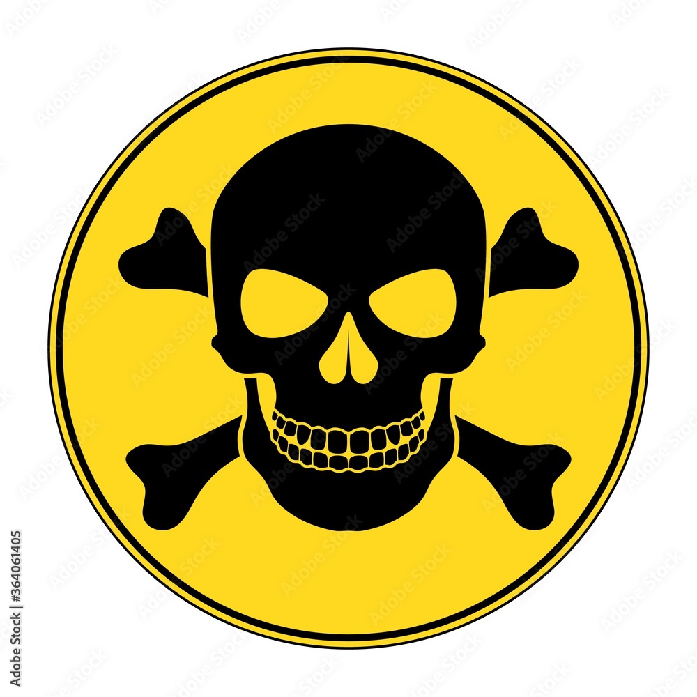 Skull and bones warning sign. Danger sign. Stock Vector | Adobe Stock
