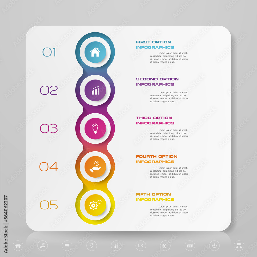 5 steps simple&editable process chart infographics element. EPS 10 ...