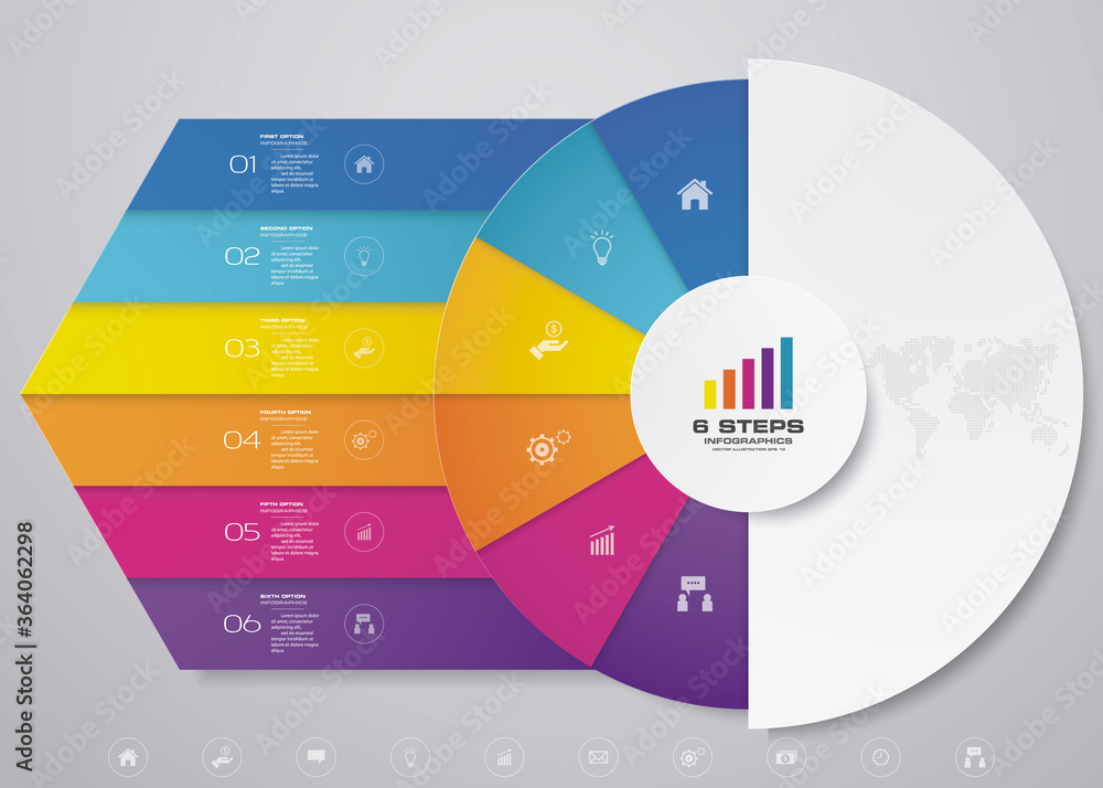 6 steps cycle chart infographics elements for data presentation. EPS 10 ...