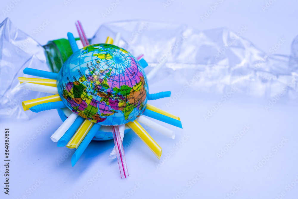 Planet without plastic concept. Pollution and environment problems on ...