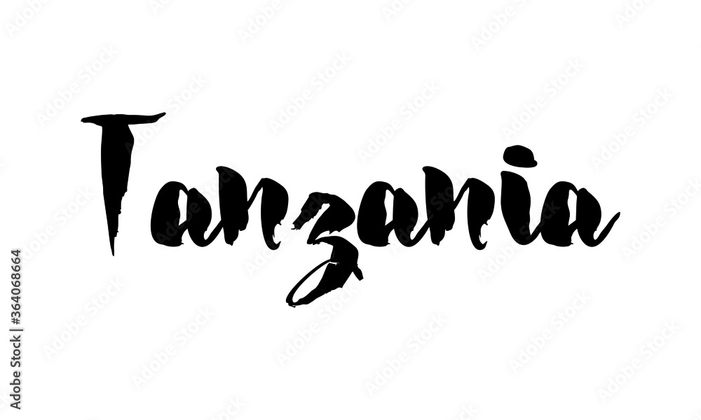 Tanzania Country Name Handwritten Text Calligraphy Stock Vector | Adobe ...