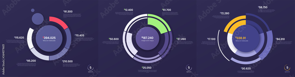 Set of vector circle chart designs, modern templates for creating ...