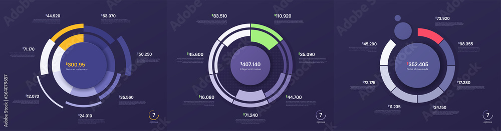 Set of vector circle chart designs, modern templates for creating ...