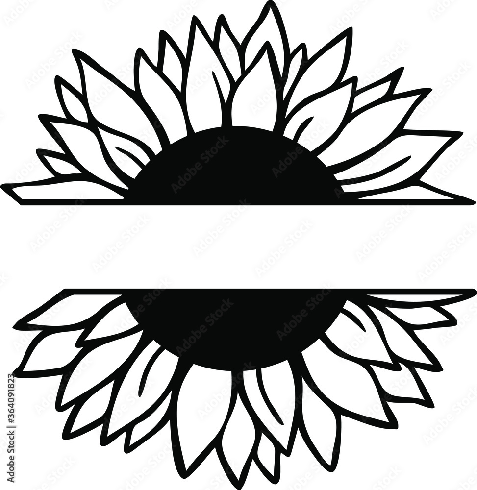 Sunflower split monogram frame for design Stock Vector | Adobe Stock