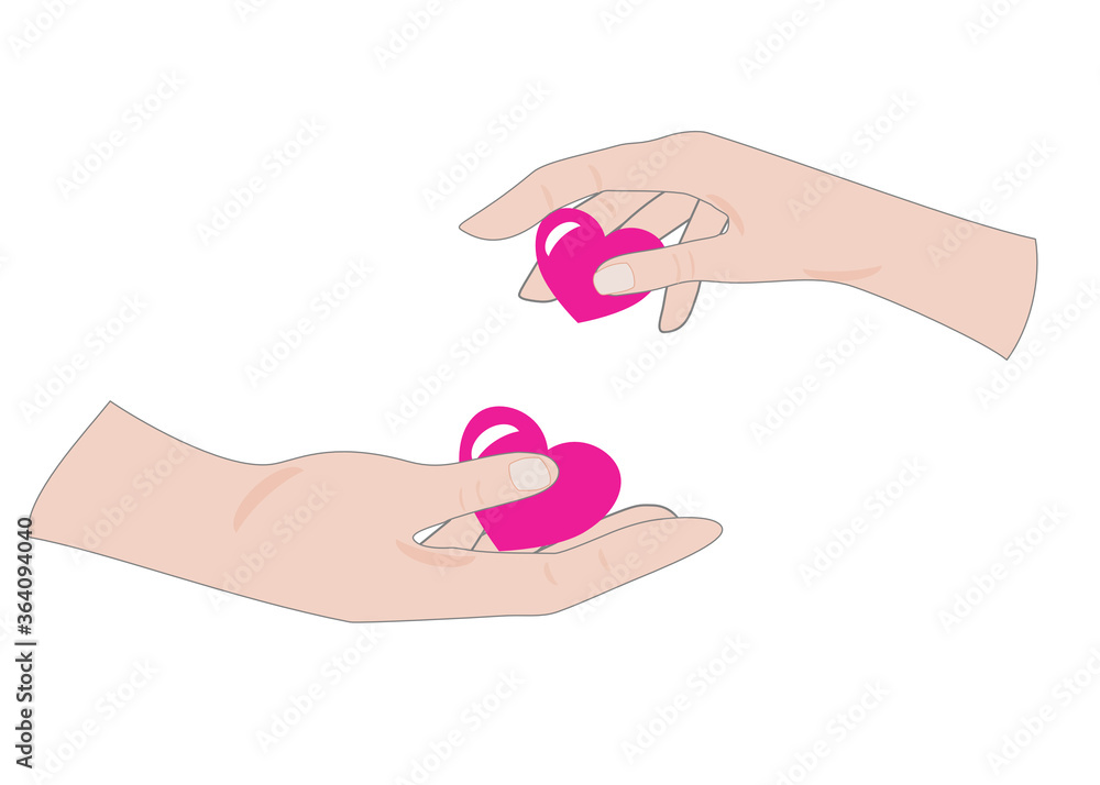 Heart transplant and organ donation concept . There’s a hand giving a ...