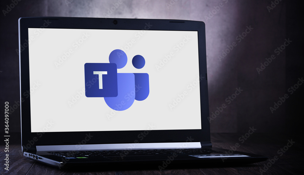 Laptop computer displaying logo of Microsoft Teams Stock Photo | Adobe ...