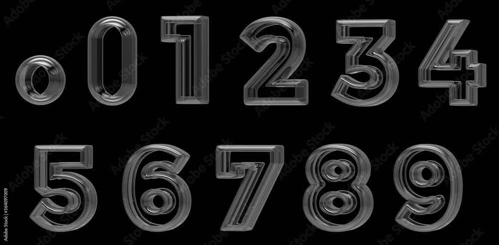 hole smooth glass transparency number count font concept design. slim ...