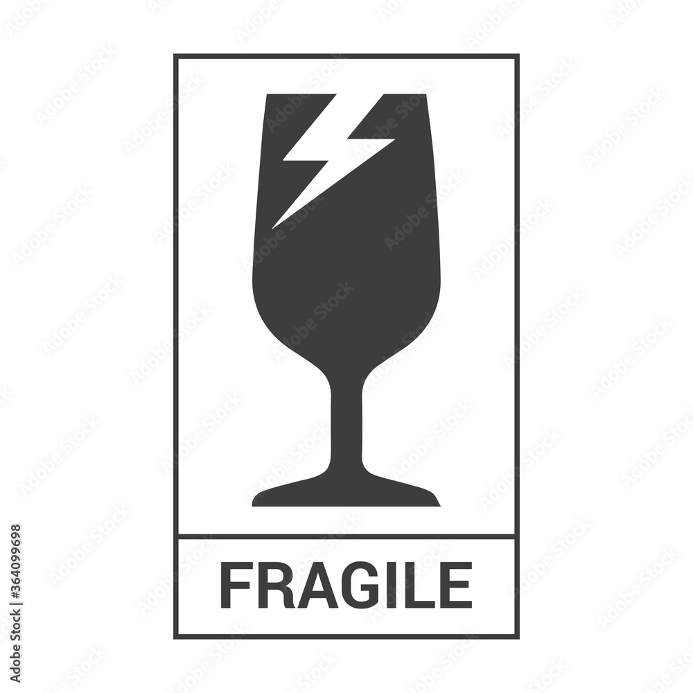 fragile icon symbol on grey background, vector Illustration Stock ...