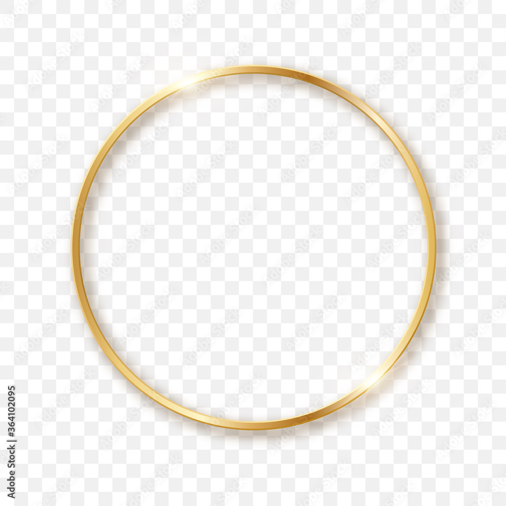 Golden sparkling circle on a transparent background in 3D format ...