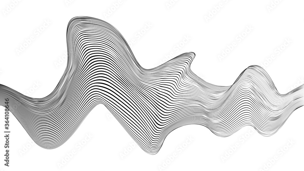 Abstract flow lines background . Fluid wavy shape .Striped linear ...
