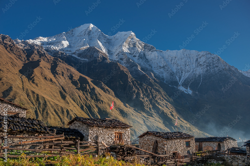View of Kutang Himal range with Khayang & Saula Himal peaks, above ...