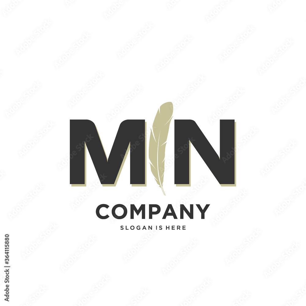 Initial MN letter Unique attractive creative modern luxury beauty fur ...