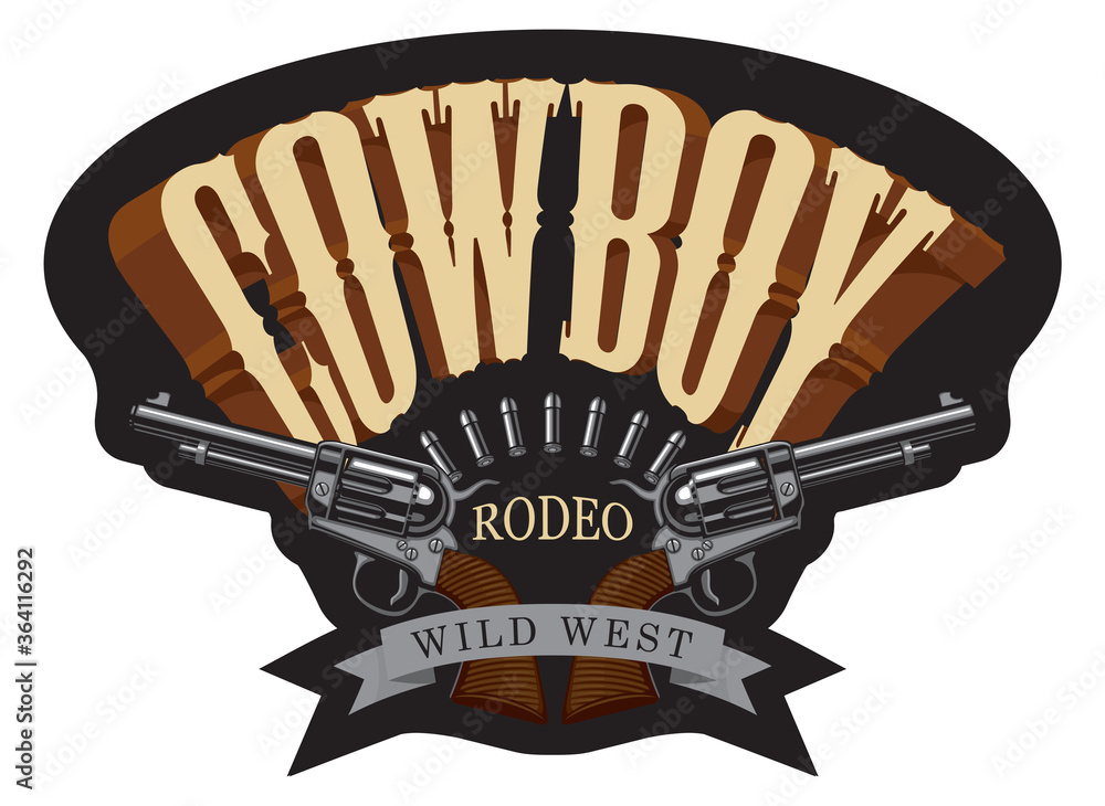 Vetor do Stock: Emblem or banner for a Cowboy Rodeo show in retro style ...