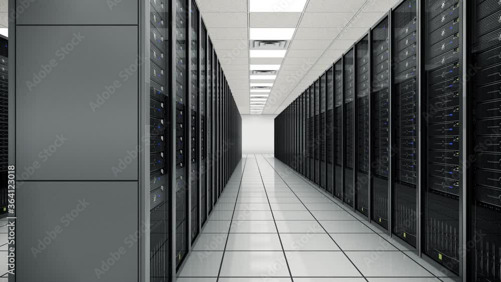 Seamlessly looping animation of rack servers in data center Stock Video ...