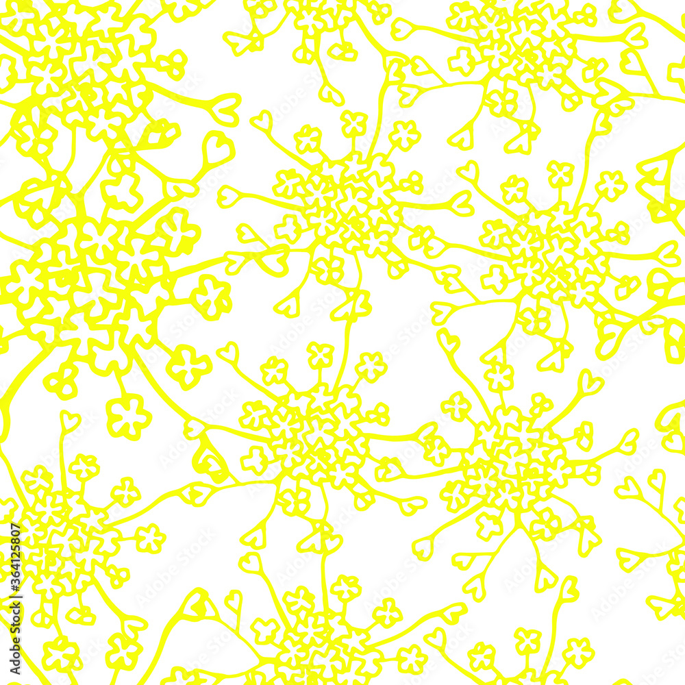 Seamless pattern of wild flowers. Dense Ray composition on a white ...