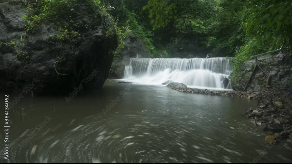 Time-lapse of a water stream creating bubbles rotating across the pool ...