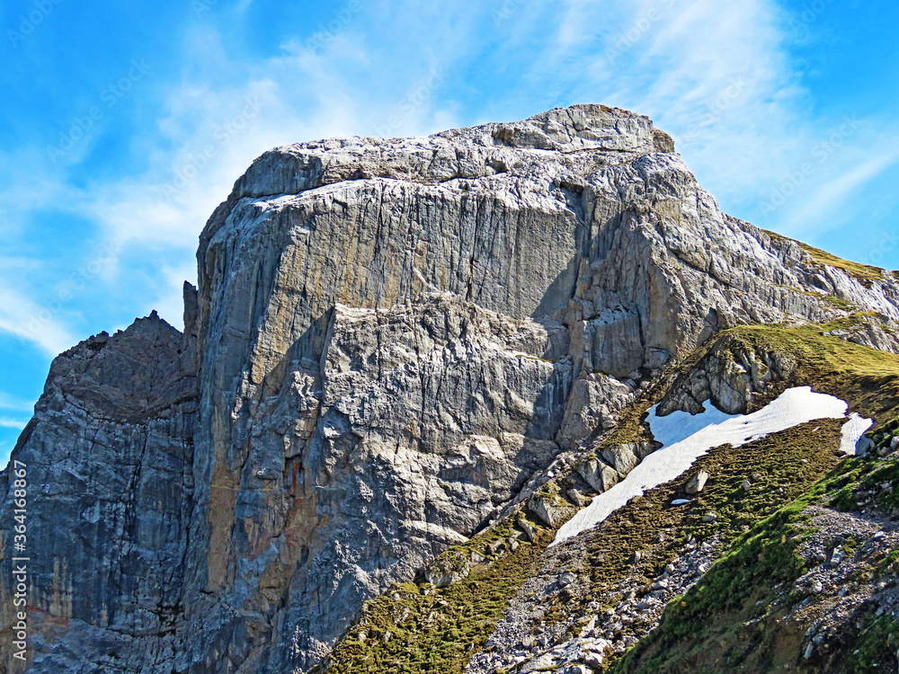 Alpine peak of Matthorn in the Swiss mountain range of Pilatus and in ...