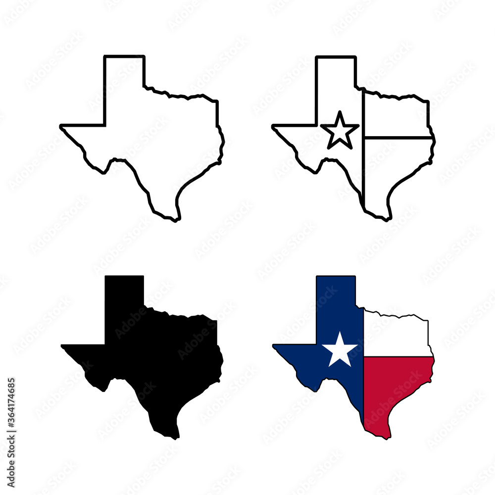 Set of Texas map icons. Texas map icon. Texas symbol. Stock Vector ...