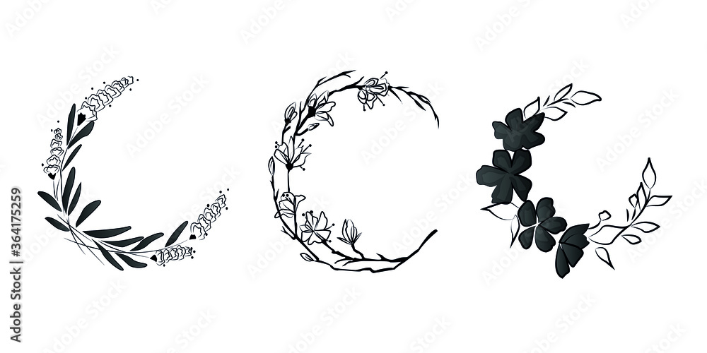 vector flowers circle frame. Graphic design elements for wedding cards ...