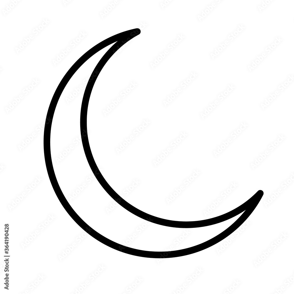 New Moon Black Outline Vector Design for Icon, Symbol, and Logo Stock ...