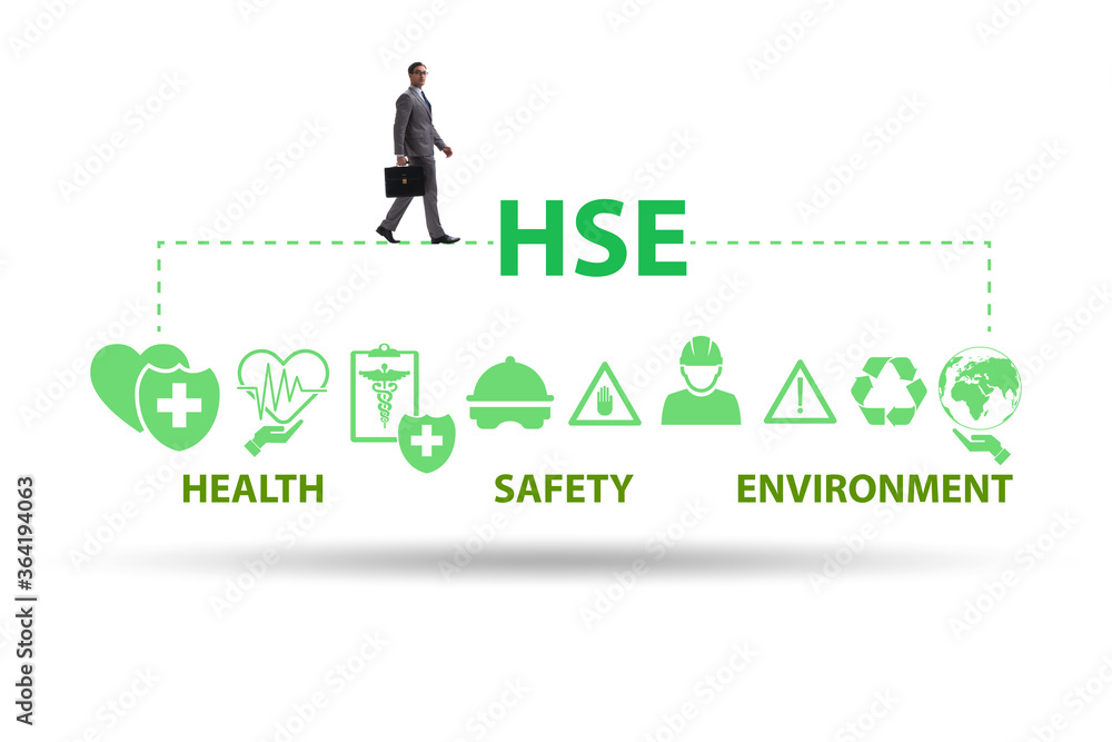 HSE concept for health safety environment with businessman Stock Photo ...