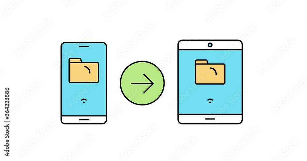 File transfer 4k animation. Phone to Tab wireless file transfer motion ...