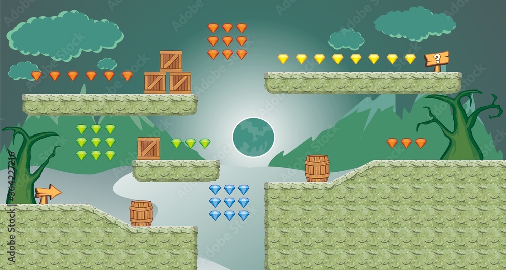 Tile set platform for game, A set of layered vector game asset ...