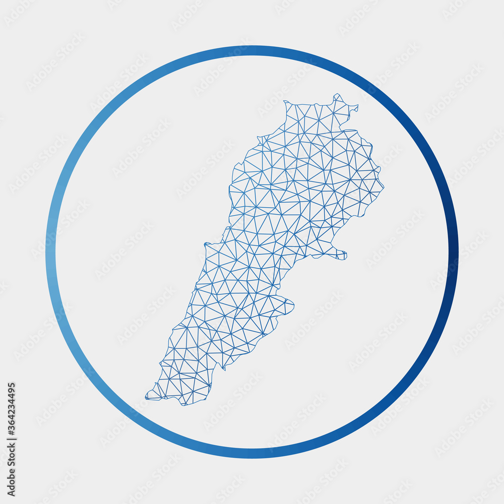 Lebanon icon. Network map of the country. Round Lebanon sign with ...