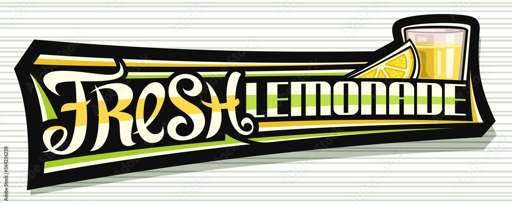 Vector label for Fresh Lemonade, dark decorative signage with ...