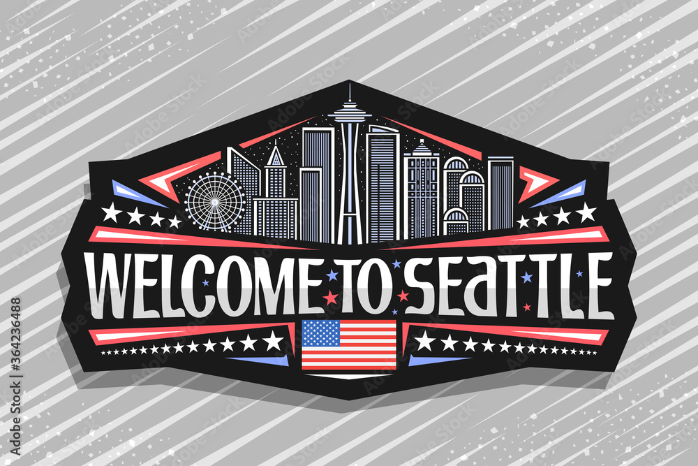 Vecteur Stock Vector logo for Seattle, black decorative badge with ...