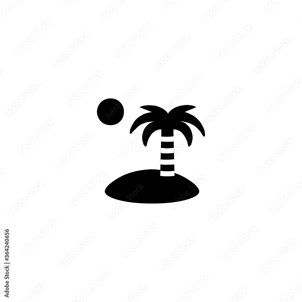Desert Island Flat Vector Icon. Isolated Palm Tree Illustration ...