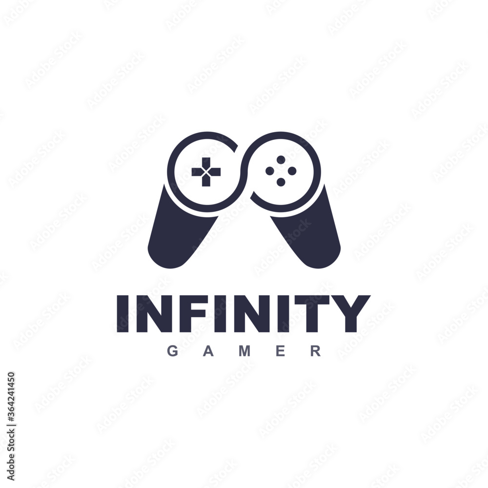 Infinity gamer logo design template. Symbol of joystick game controller ...