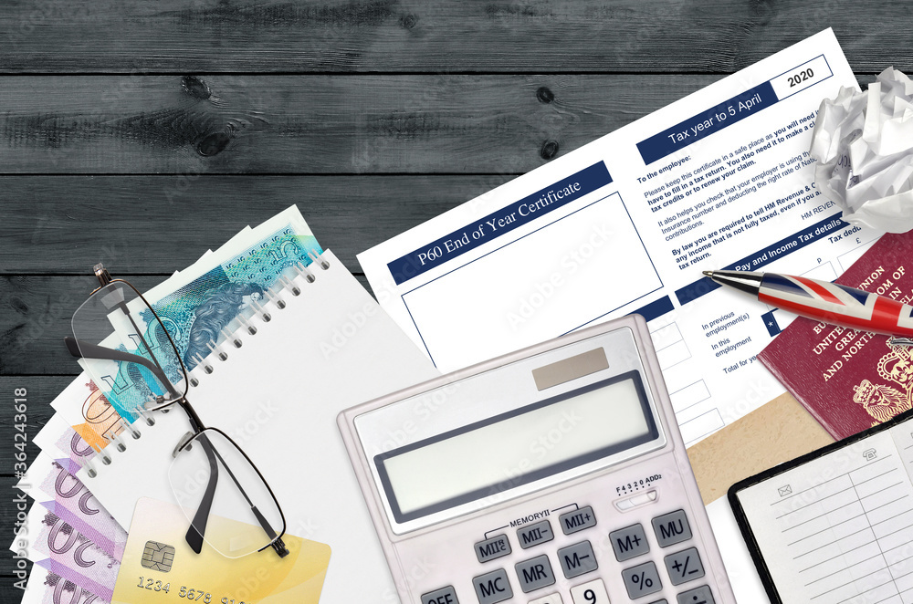English Tax form P60 End of year certificate by HM revenue and customs ...
