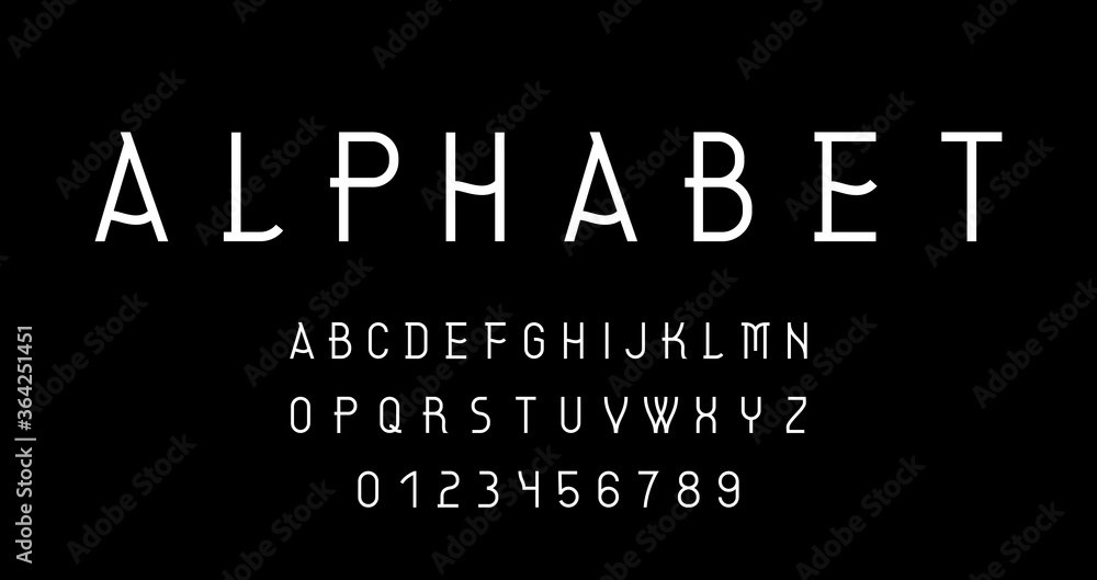 Abstract alphabet font. Modern typography type letters numbers. Simple ...