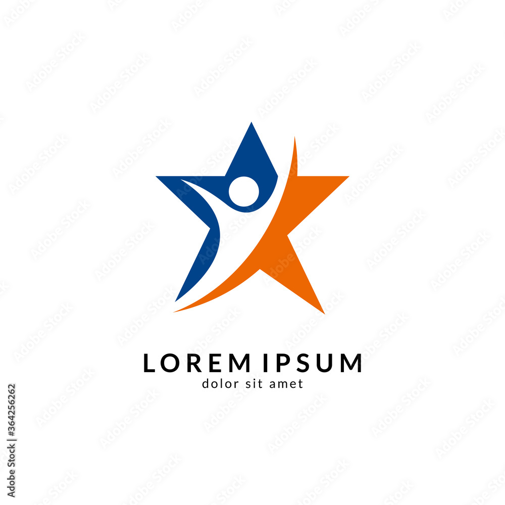 Star people logo design. Reaching stars vector logo. Academic education ...