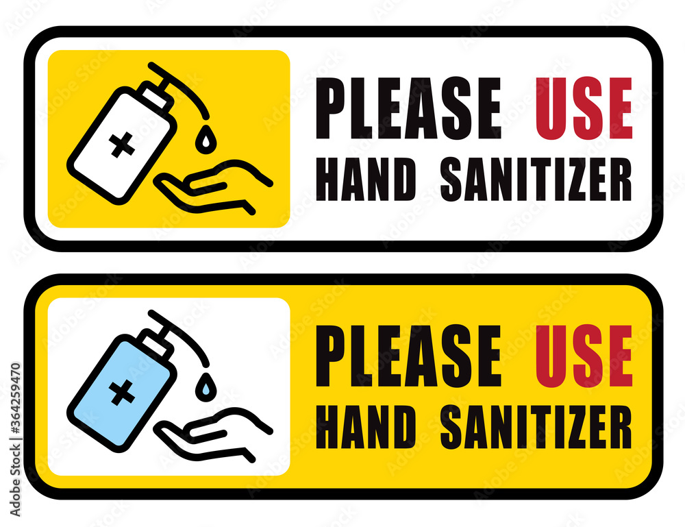 Use Hand Sanitizer sign vector Illustration, Content - Please use hand ...