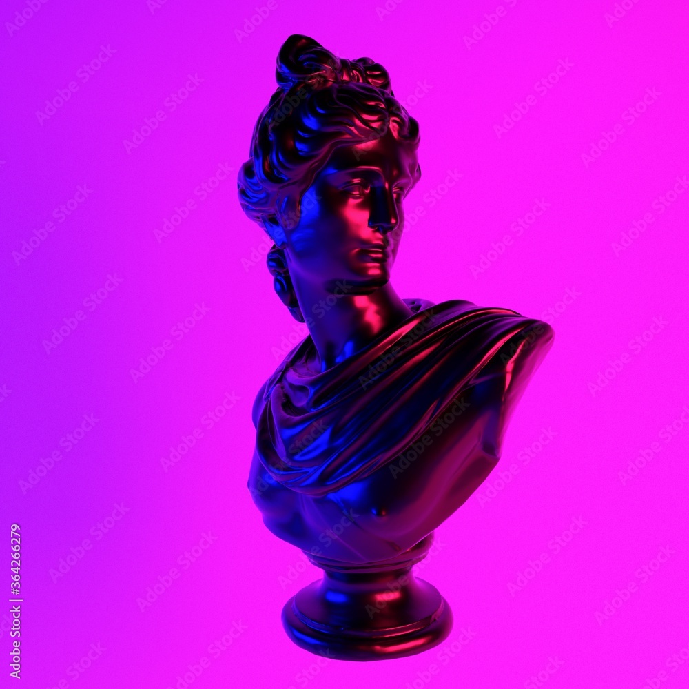 3D rendering of Apollo Belvedere, one of the Olympian deities statue in ...